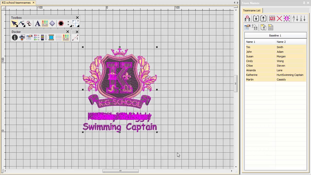 Wilcom's EmbroideryStudio e4 - Team Names