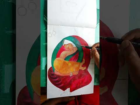 "Bengali Mother" Folk Art *upcoming video*@prodiptamiddya1997 #art #acrylicpainting