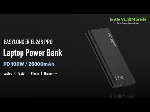 EASYLONGER Laptop Power Bank, PD 100W 26800mAh Portable Laptop Charger,for MacBook, HP, Dell, Lenovo