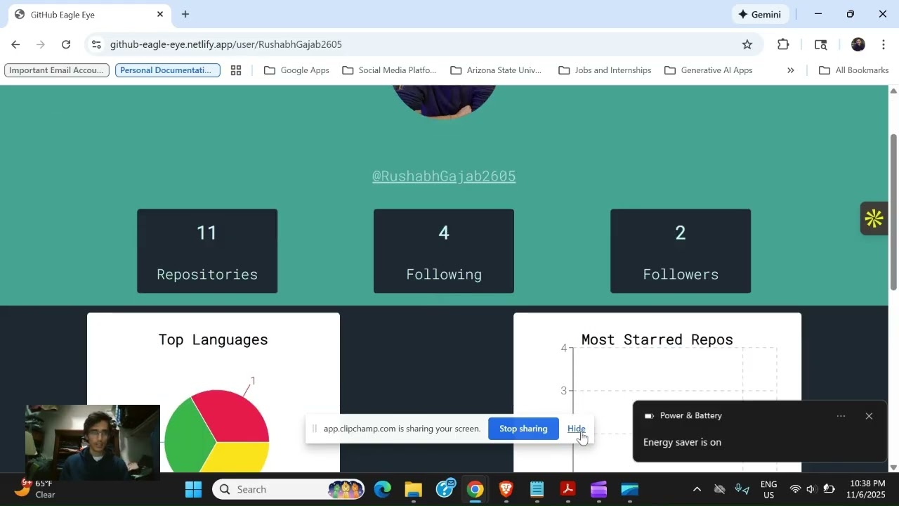 GitHub Eagle Eye | Application Demonstration | Rushabh Gajab