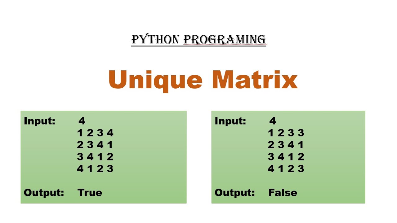 Python Unique Matrix Code | Python IDP practice Unique Matrix problem