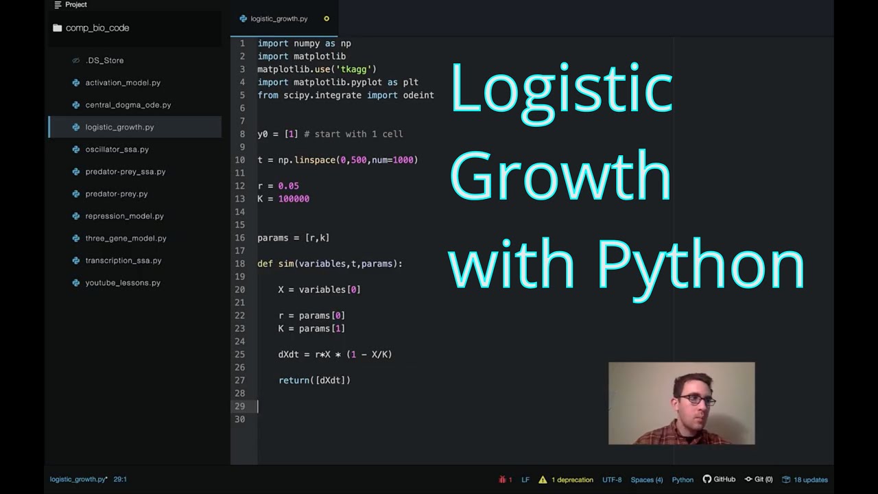 Python Code for Logistic Growth Model