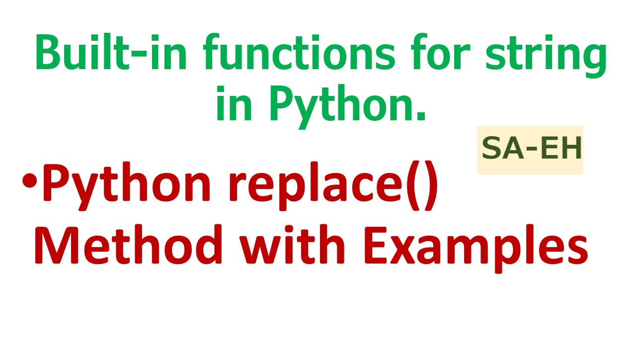 Python replace() | String replace() | Built-in functions for string in Python | CBSE  | replace()