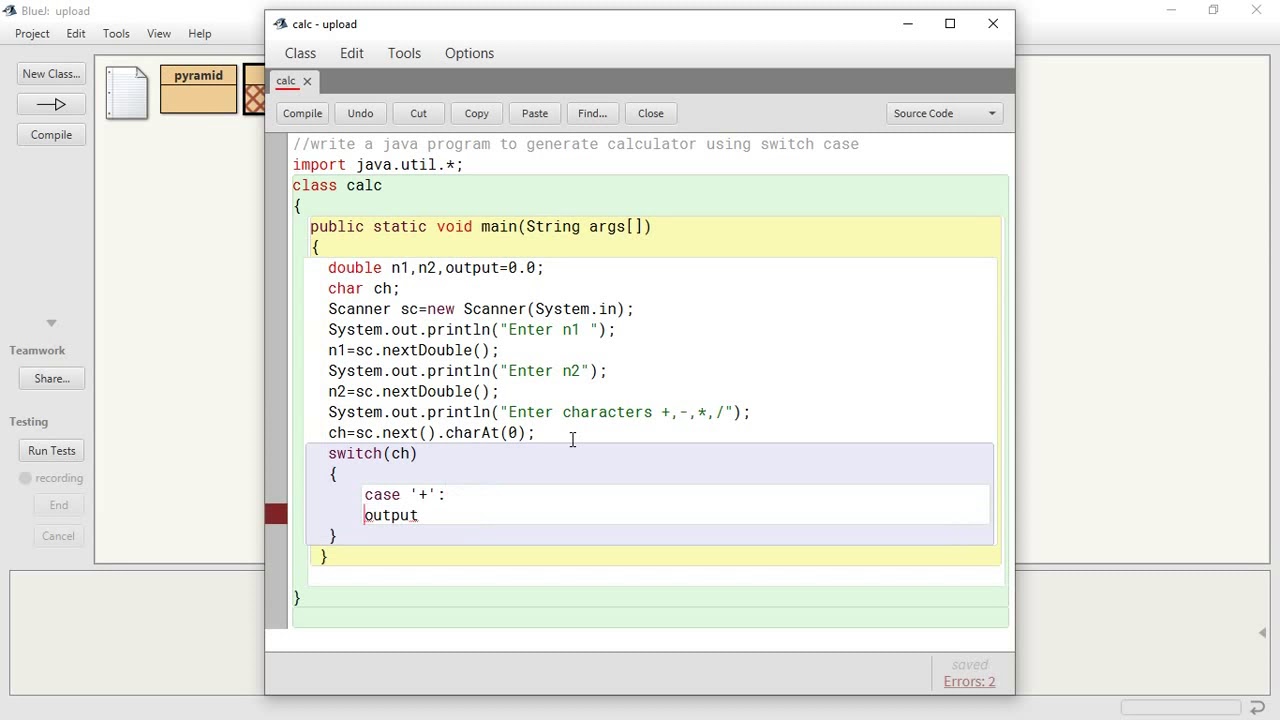 BlueJ Environment Java Programming Claas 9 ICSE Program for Calculating the Number's output