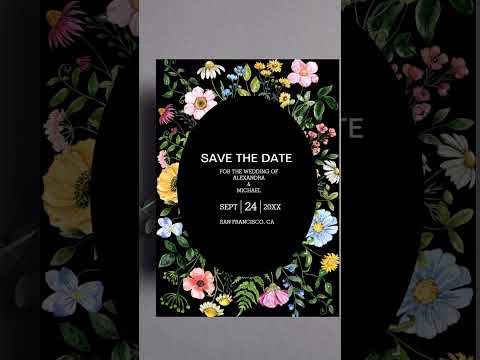 Boho Black and White Watercolor Wildflower Wedding