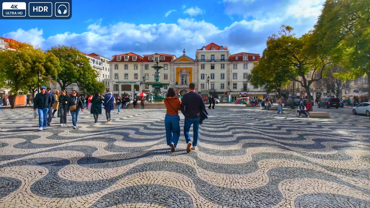 Lisbon Walking Tour 2026 — Bica Funicular to Rossio Square 4K