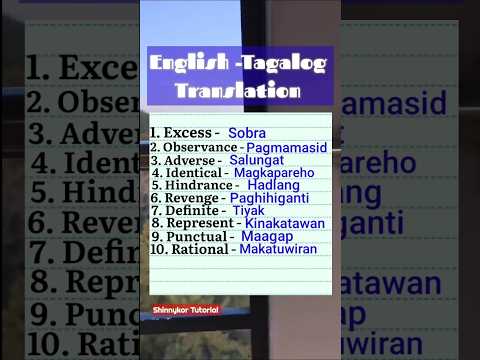 English- Tagalog Translation #englishtagalog #tagalog #educationalvideos #englishwords #shorts