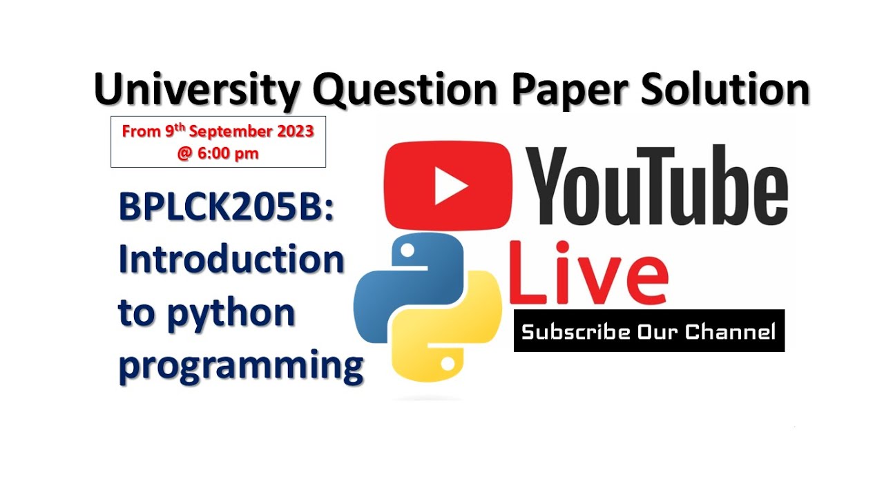 VTU | BPLCK205B: Introduction to python programming | University Question Paper Solution