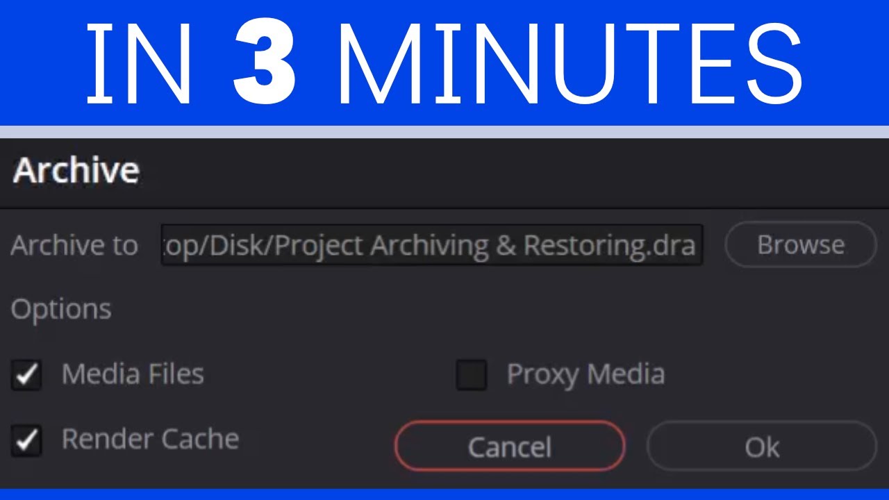DaVinci Resolve Project Archiving & Restoring in 3 Minutes