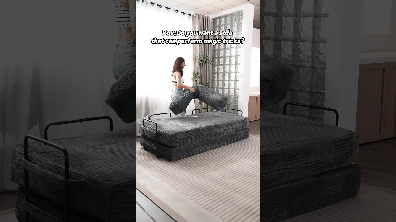 Is this a sofa that doesn't require assembly? Wow, it's also a bed! #home #cozy #sofabed #unboxing