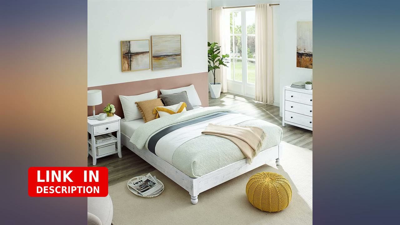 MUSEHOMEINC Solid Wood Platform Bed Frame Rustic Style ,Mattress Foundation(no review