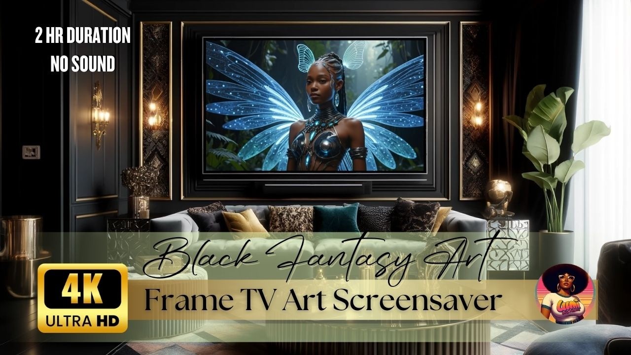 Luminous BLACK Beauty Afro Fantasy WALL ART | 4k Frame TV Art | #tvart #frametvart #framedart #4k