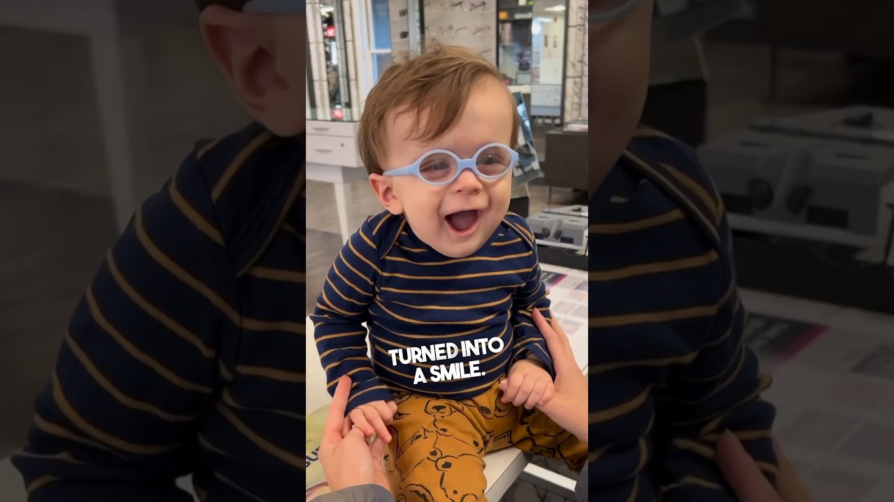 Little boy wears glasses to fix his vision for the first time ❤️