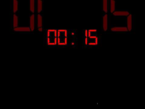 15 Seconds Countdown Timer. Red Numbers. Black Background. No Sound.