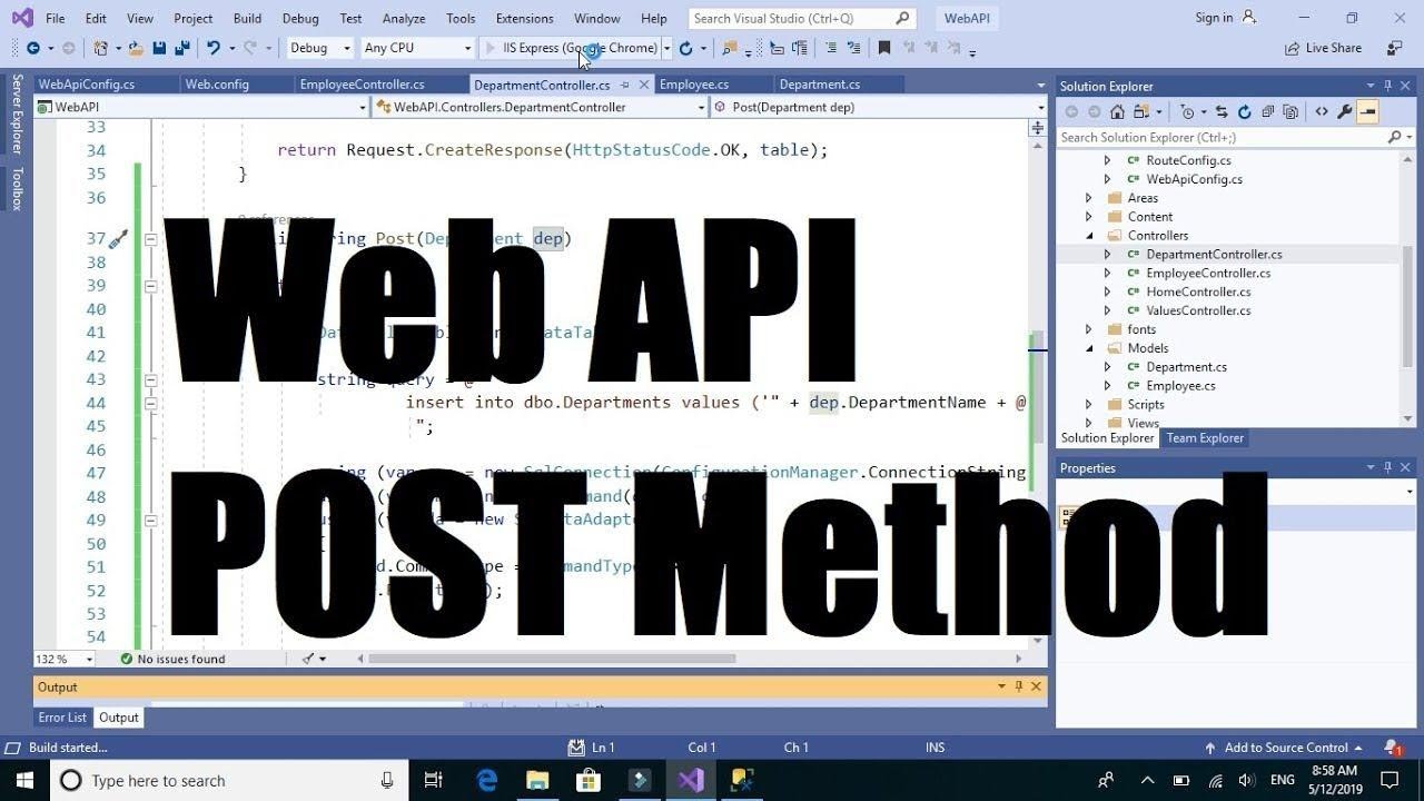 Web API 10; Implement POST method in Web API  2019