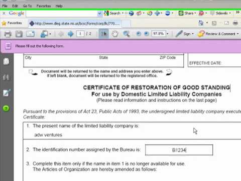 Bring My LLC Back To Good Standing WIth The State