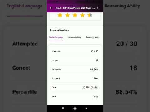Ibps clerk mock test score - 2 from Guidely mock test