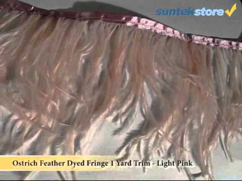 SuntekStore: Ostrich Feather Dyed Fringe 1 Yard Trim - Light Pink