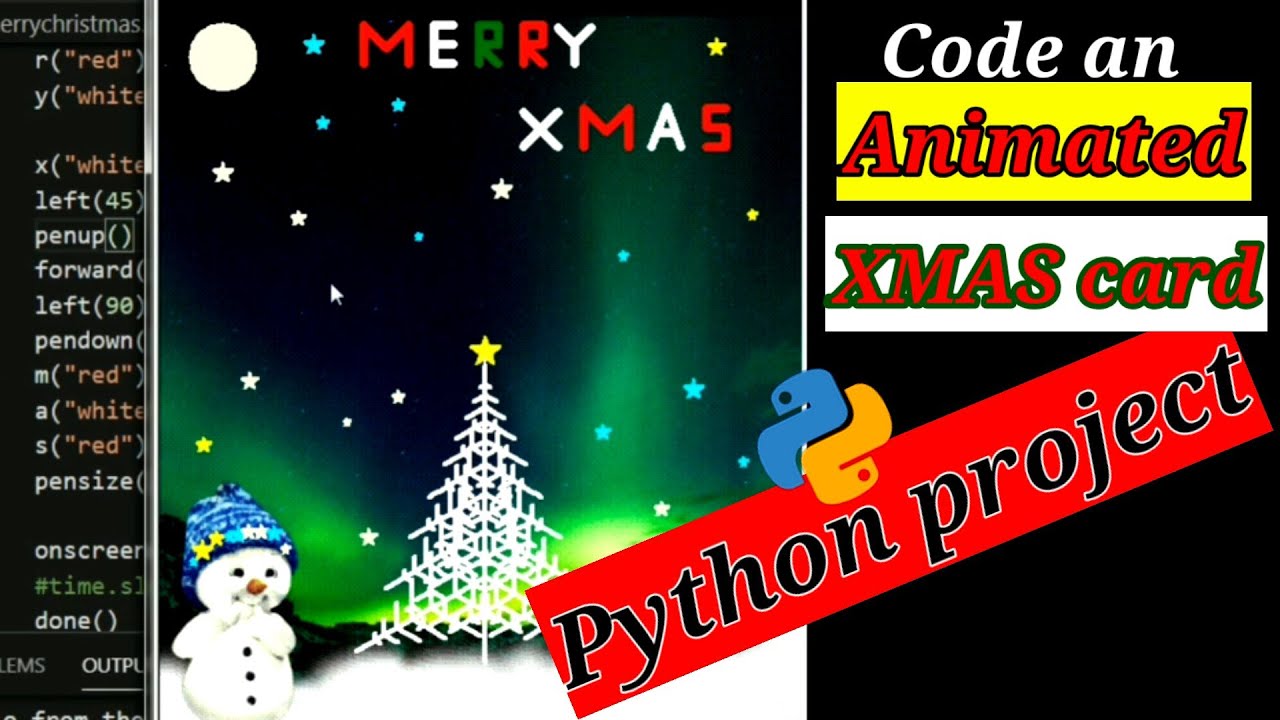 Code an animated Christmas card in Turtle Python | Wishing Merry Christmas using Python Turtle