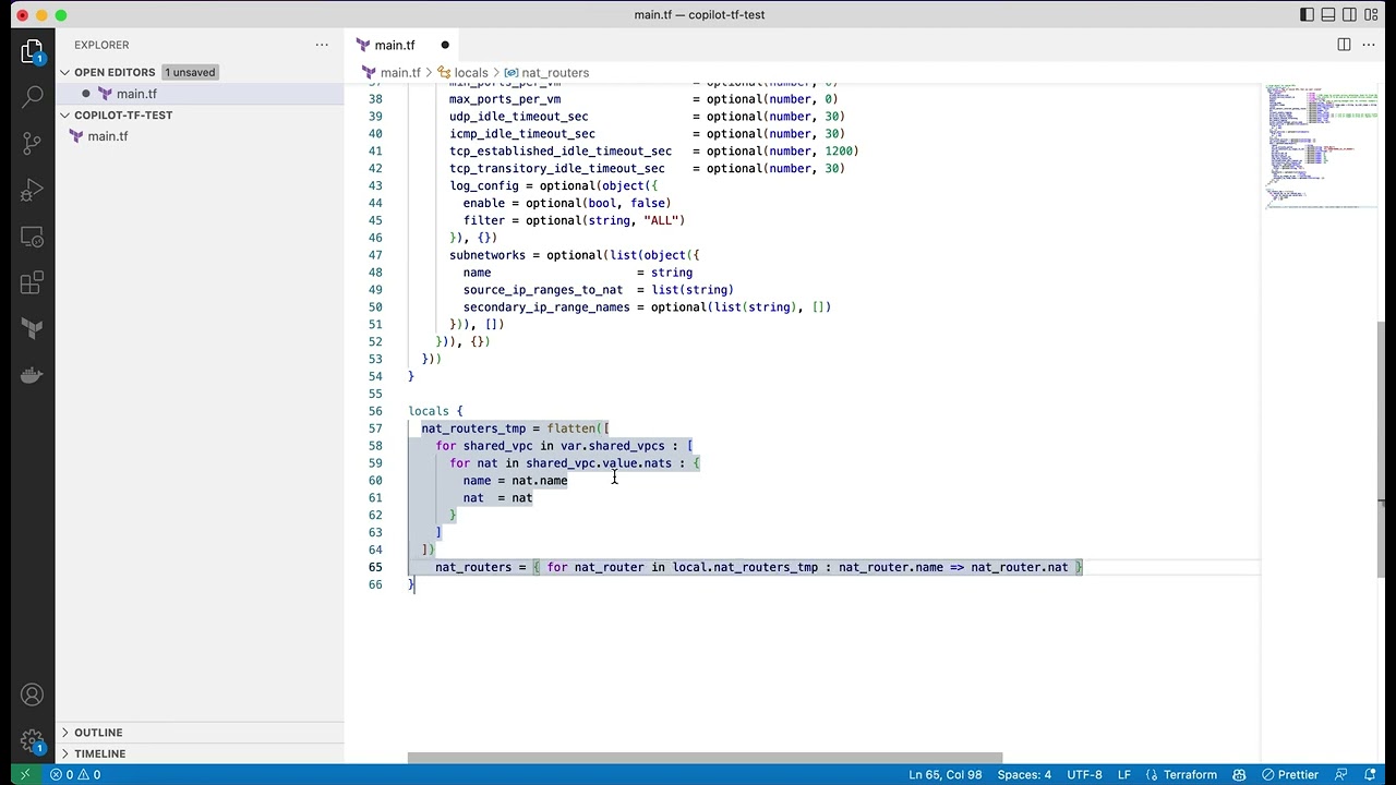 GitHub CoPilot suggesting terraform 