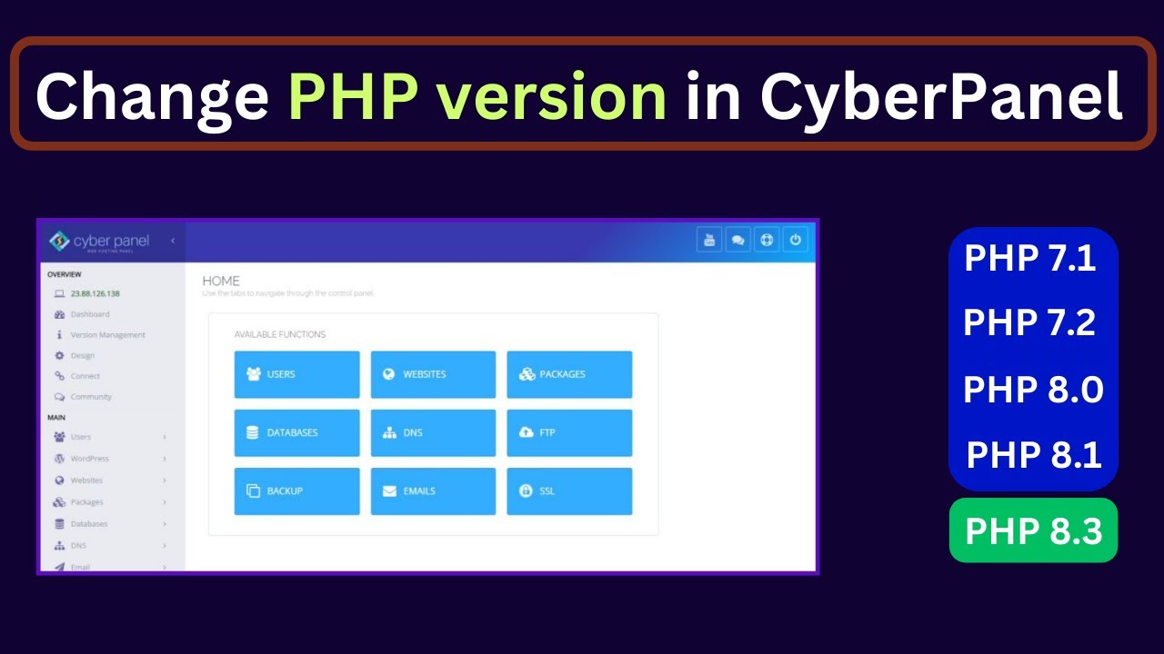 How to switch PHP versions in CyberPanel | CyberPanel Training