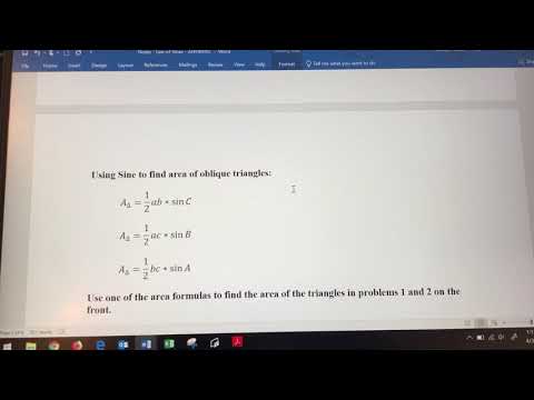 Use Sine to Find Area of a Triangle