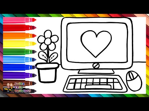 Drawing and Coloring a Rainbow Computer 💻🖱️🌈 Drawings for Kids