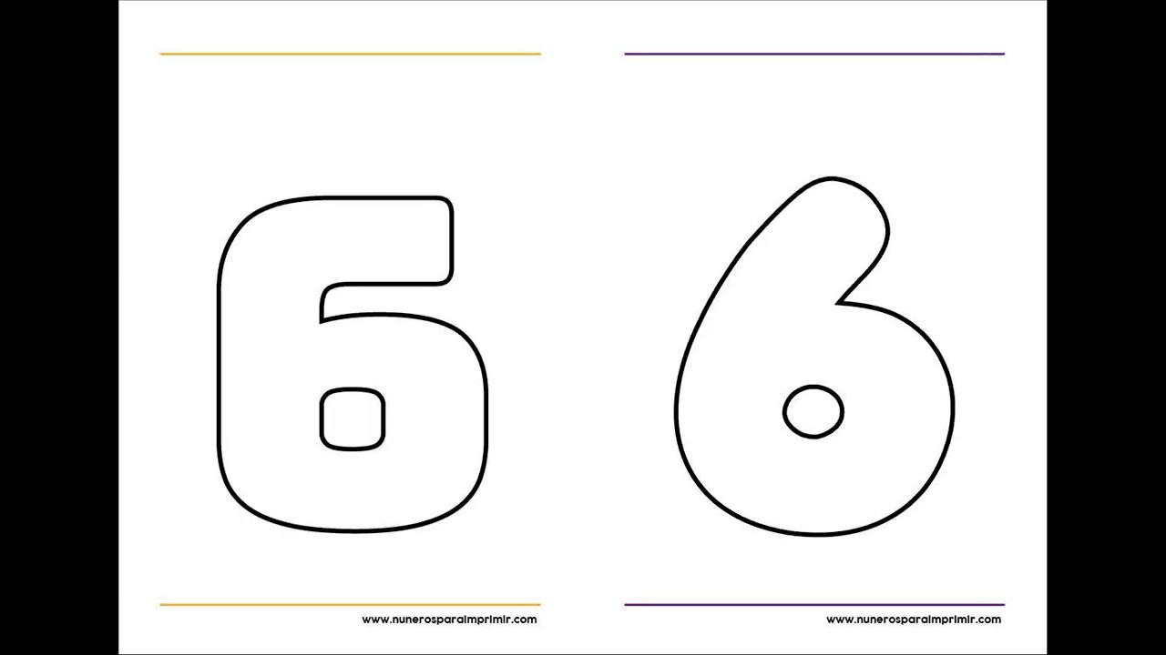 NUMERO 6 PARA IMPRIMIR  - MOLDES DE LOS NUMEROS