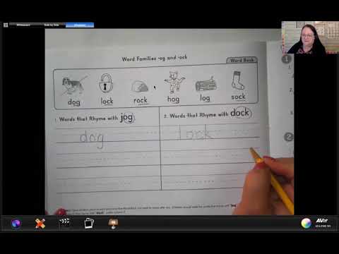 Starfall Backpack Bear Workbook pg. 30 rhyming with word families -og and -ock