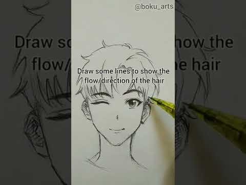 easy way to draw hair(tutorial to draw anime male hair) #howtodraweasy #shortsvideo #animeart