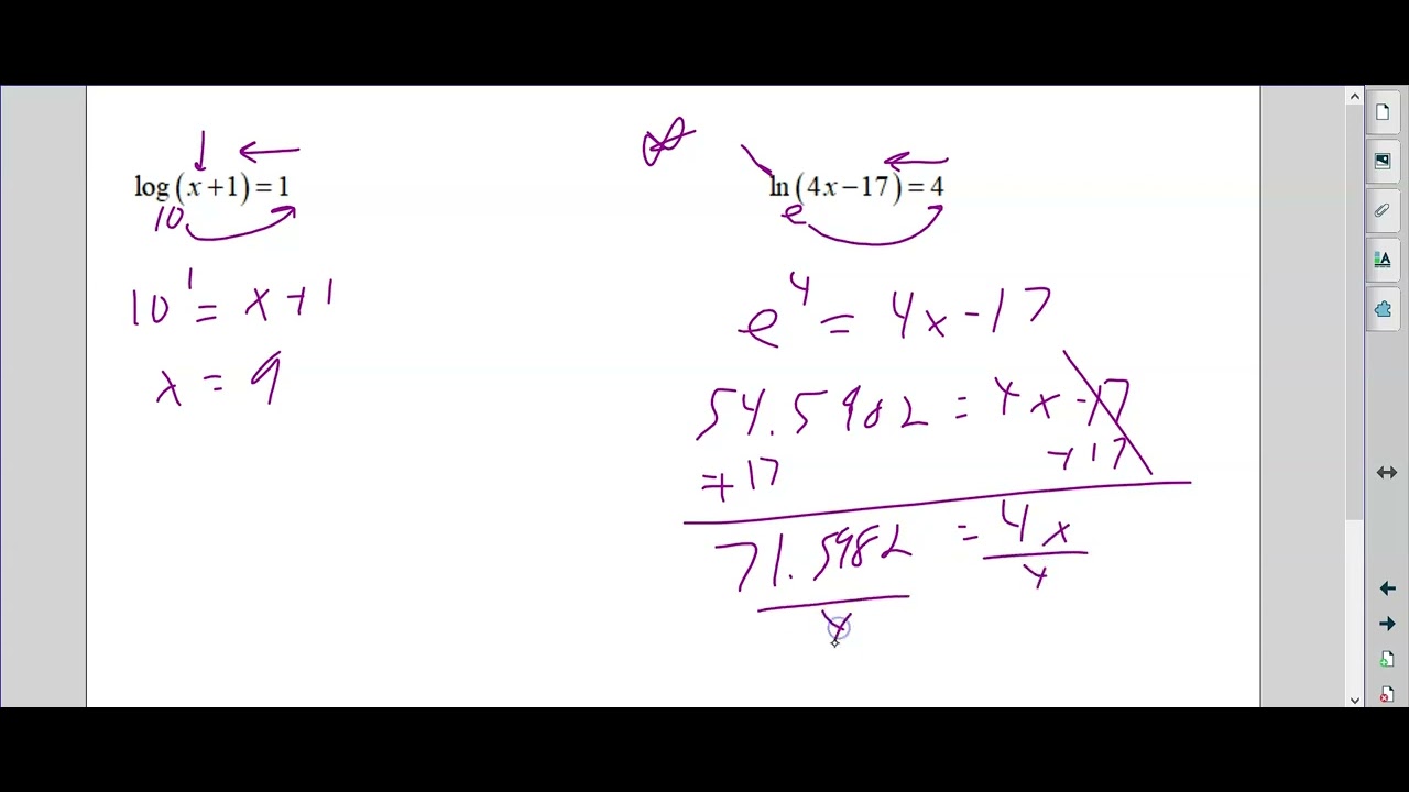 Alg 2B 7 8 notes solving logs on one side