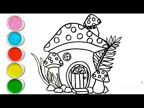 Mushroom π house drawing| How to draw a Fairy Mushroom house .
