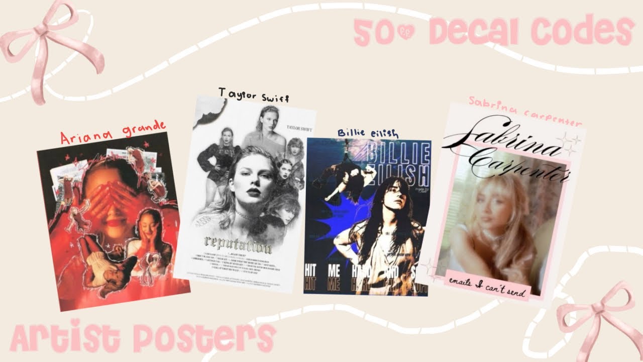 50+ Poster Decal Codes! Taylor Swift, Ariana Grande, Billie Eilish,Etc.{Roblox Bloxburg} MxchaPlays