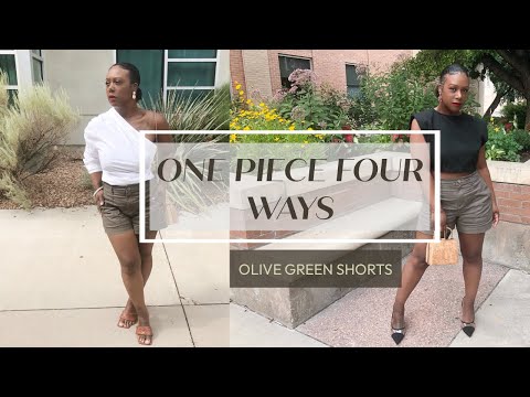 Styling Olive Green Shorts for the Summer | One Piece Four Ways | How to Style | Freely Renee