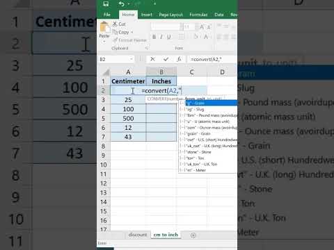 Convert CM to Inches in Excel