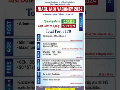 NIACL AO 2024 Notification | NIACL AO Vacancy 2024 | NIACL Administrative Officer Vacancy