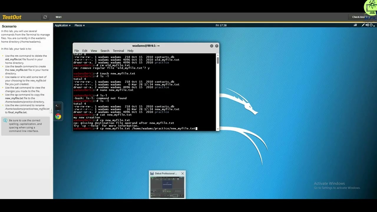9.4.3 Use Shell Commands | CompTIA TestOut PC Pro Lab
