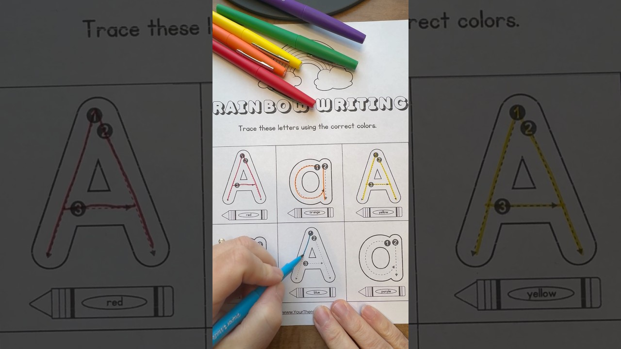Rainbow writing free printable from Your Therapy Source