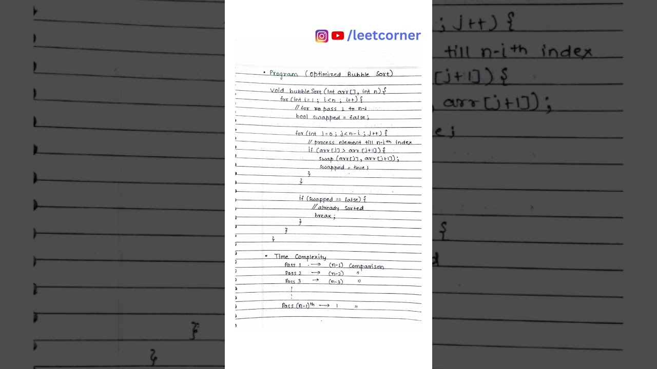 Bubble Sort || Sorting Algorithms #shorts