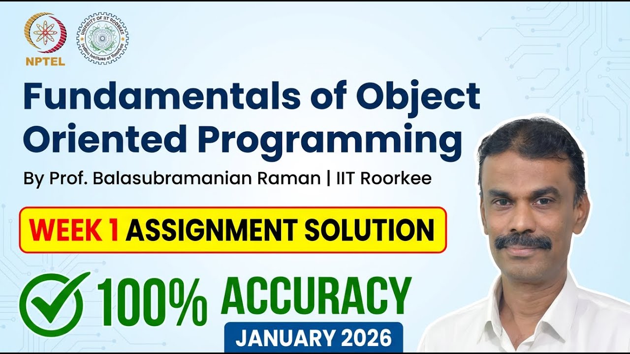 NPTEL Fundamentals of Object Oriented Programming Week 1 Assignment Solution Jan 2026 100% Accuracy