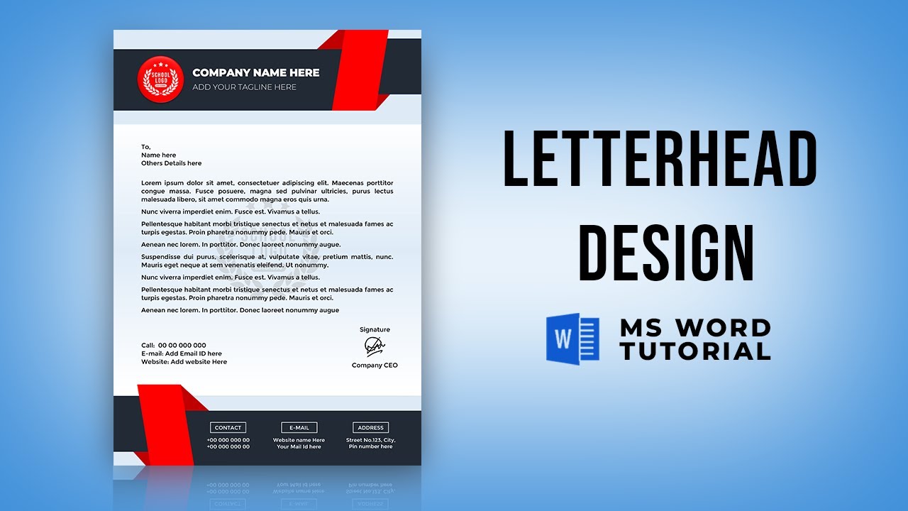 Letterhead Design in MS word | Letterhead format | Microsoft word tutorial
