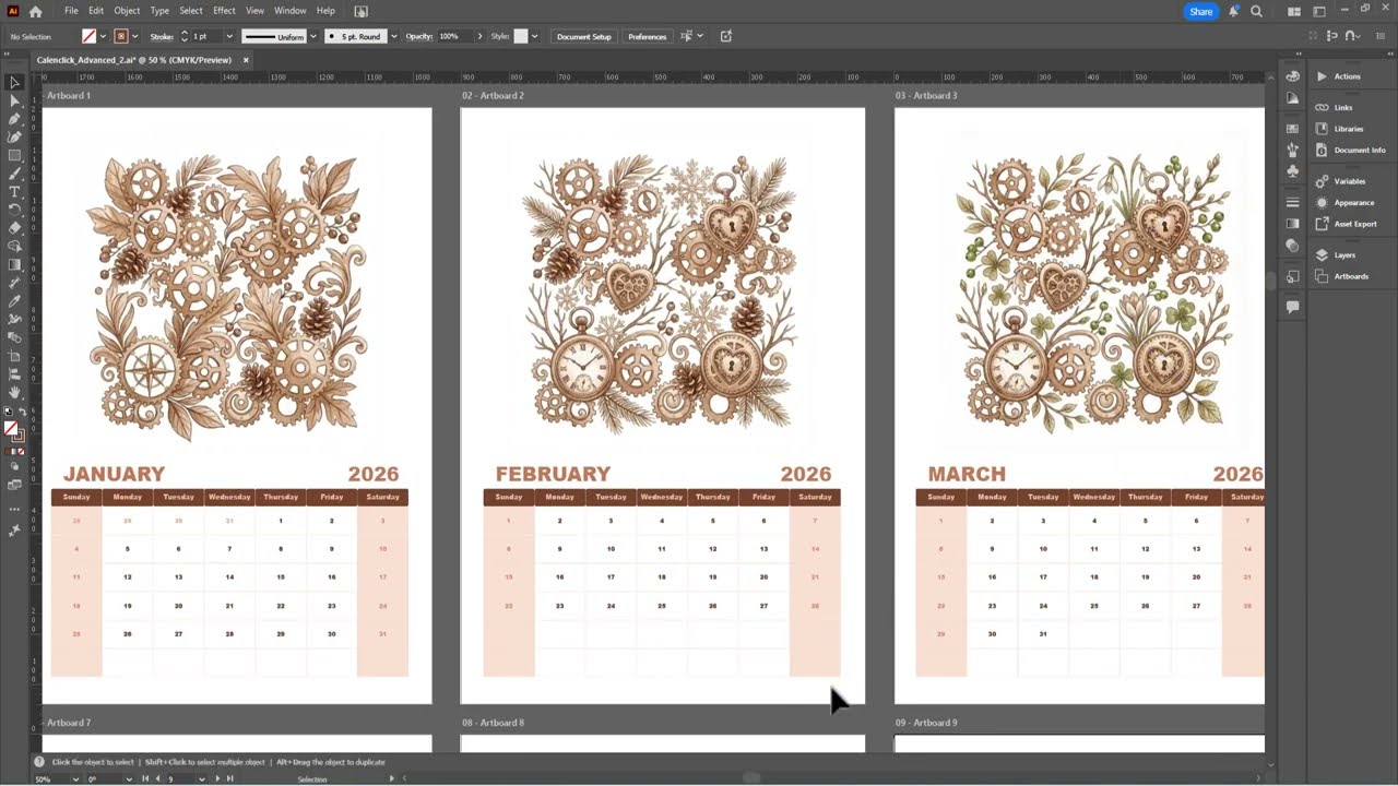 The Fastest Way to Design a 12 Month Calendar in Illustrator!
