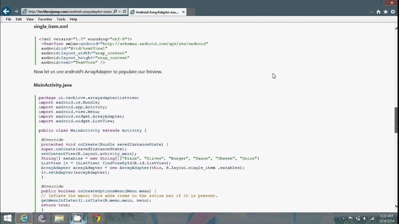 Android ArrayAdapter example – ListView