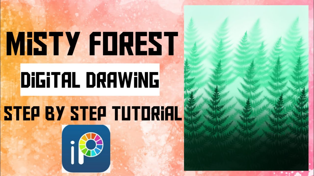 Misty forest landscape Drawing | Digital Drawing tutorial | ibispaintx
