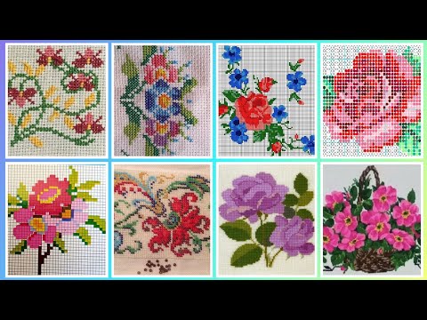 Floral cross stitch Hand embroidery thick cotton / Beautifull Hand cross stitch