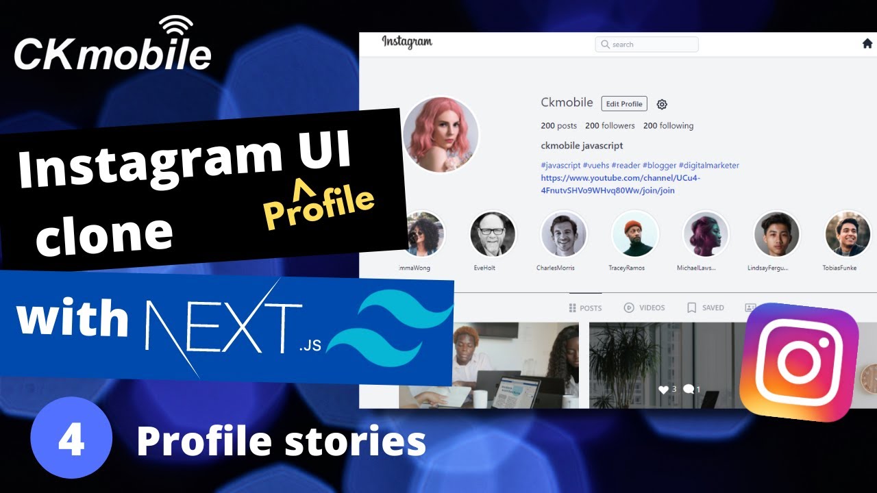 Instagram UI Clone (Profile) with NextJS and TailWindCSS #4  profile stories