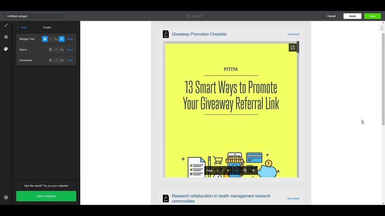Creating a PDF Viewer Widget for Website Using Elfsight