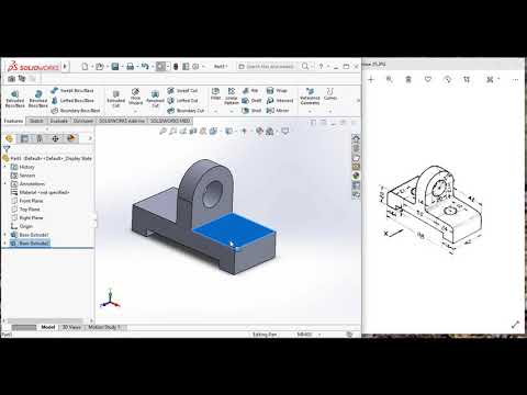 SolidWorks Model Exercise for Extrude Boss (mid Plane) and Cut | New ...