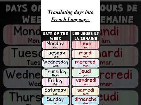 days of the week in french language.
