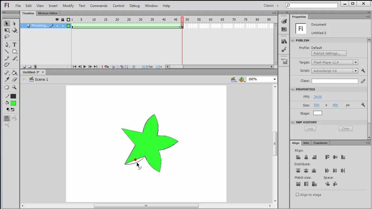 Create a Shape Tween in Flash